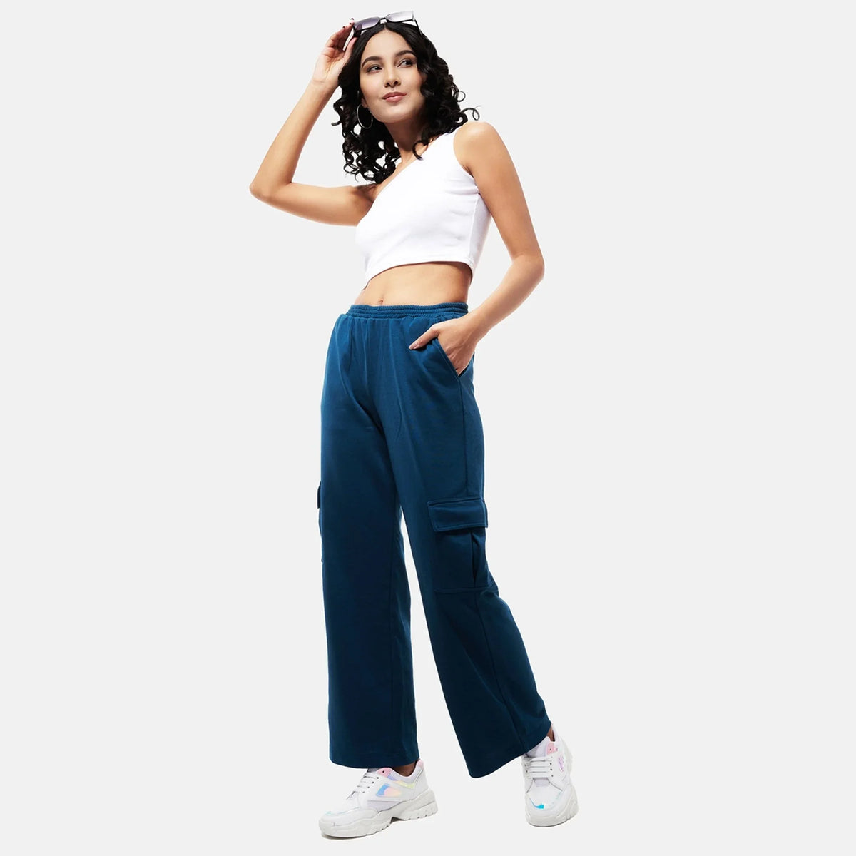 Blue Pull-Up Cargo Pants – I Z F